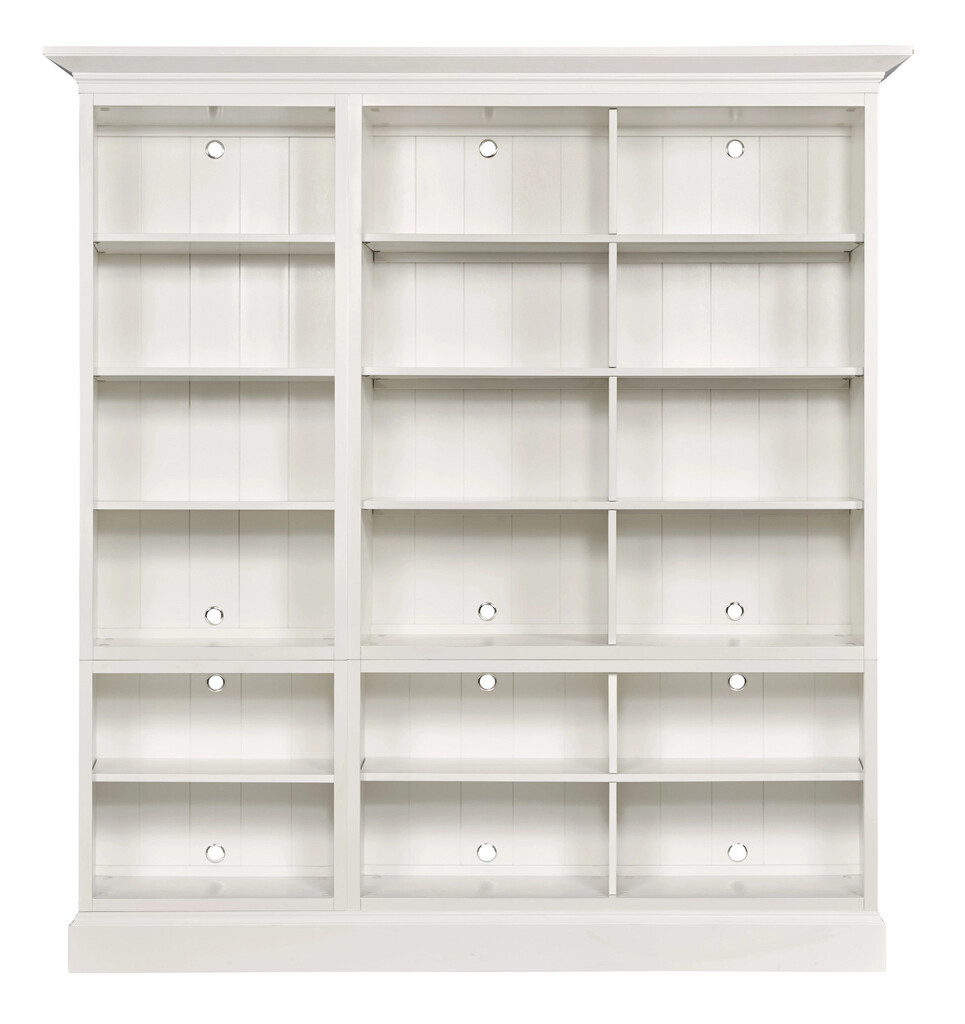 Triple Bookcase In Pure White by Hammary | 1StopBedrooms