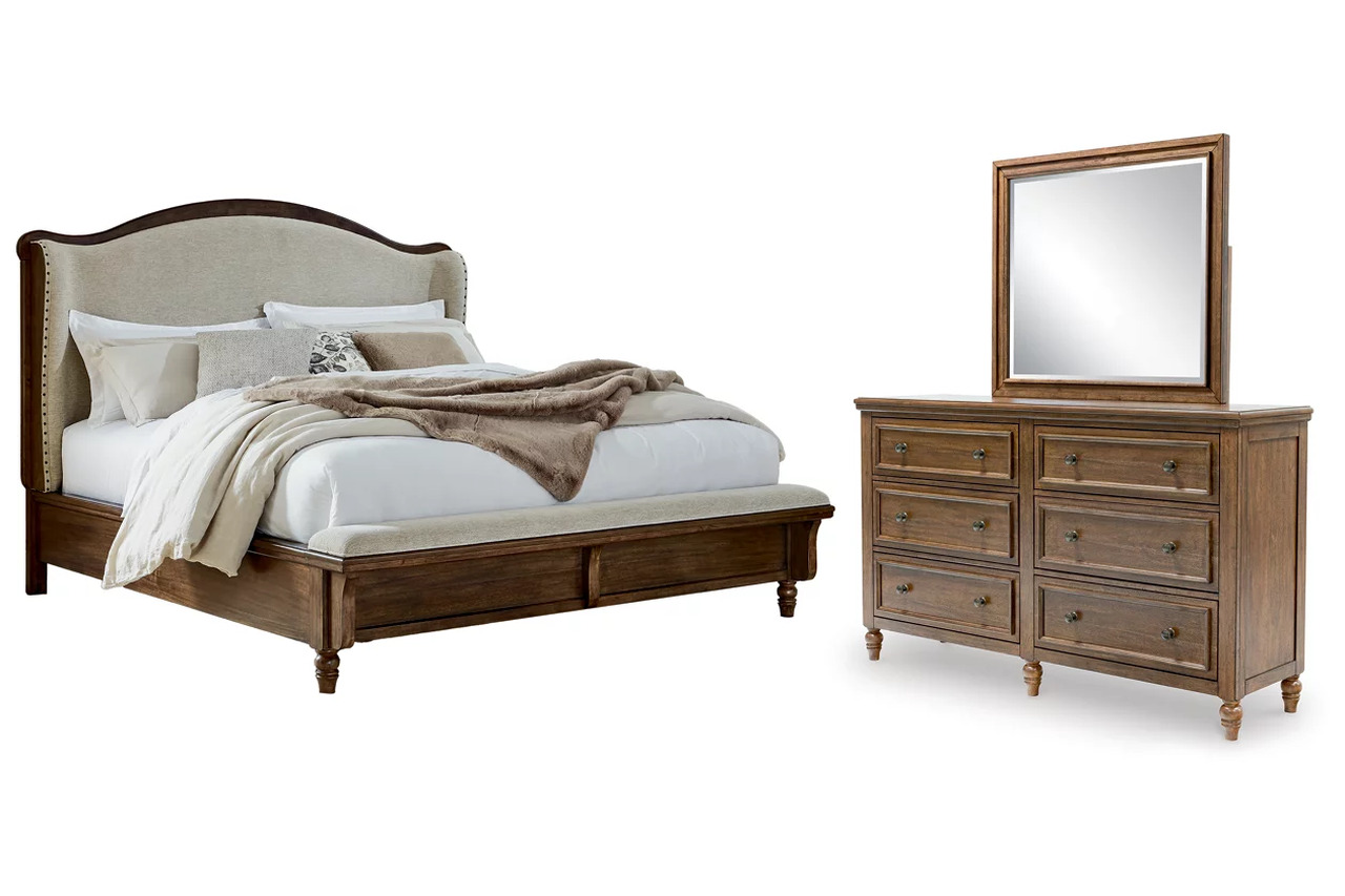 Sturlayne Upholstered Panel Bedroom Set In Brown by Ashley Furniture ...