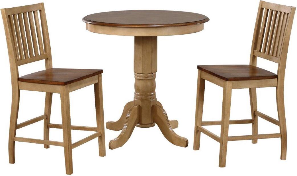 Sunset Trading Brook 3 Piece 36 Inch Round Pub Table Set with Slat Back ...