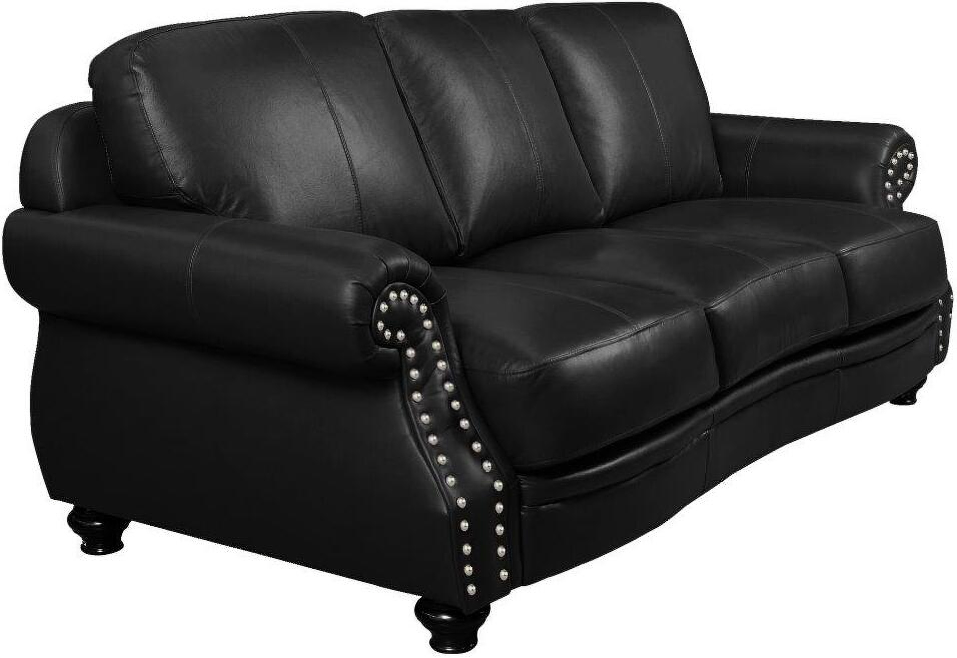 Sunset Trading Charleston 86 Inch Wide Top Grain Leather Sofa Black 3 ...