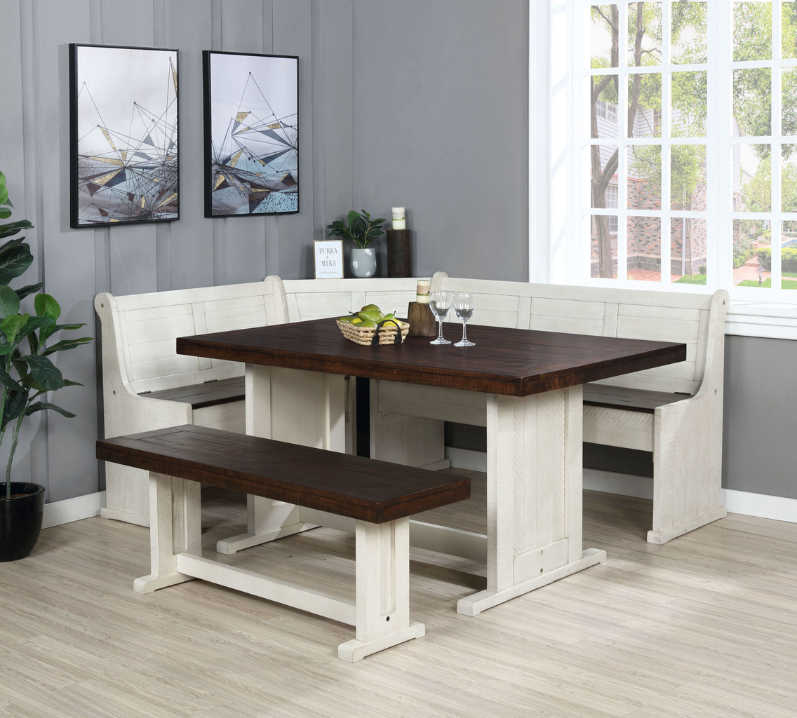 Sunny Dining Nook Table Set In Cream and Brown by Sunset Trading ...