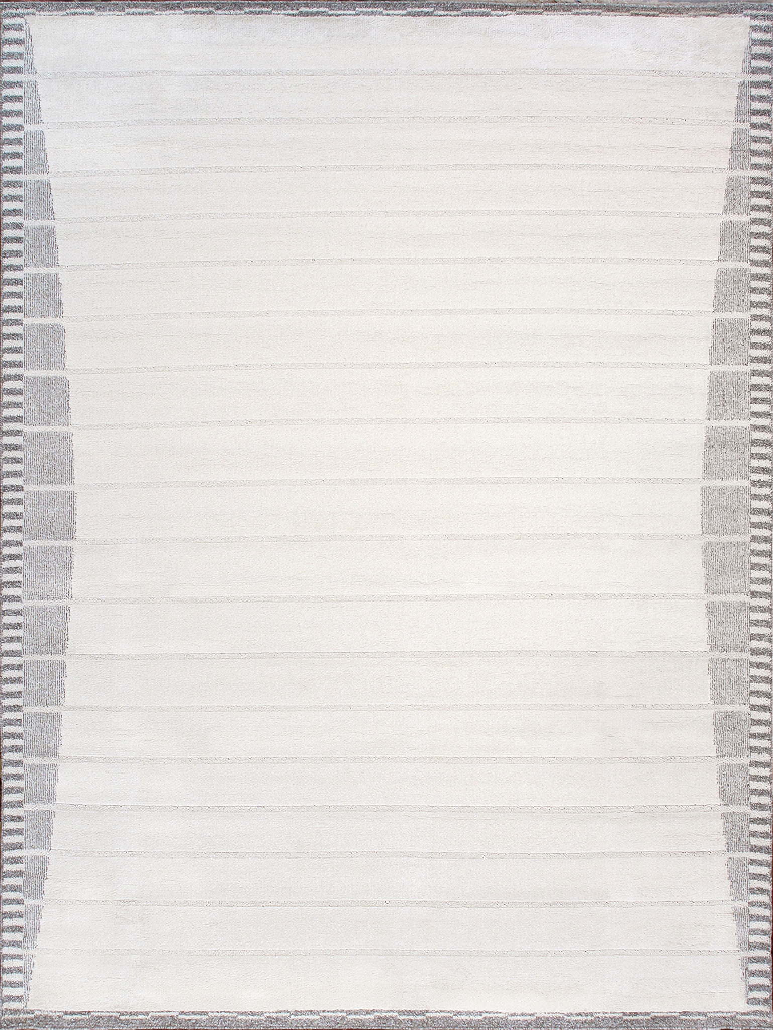 Sutton Luxury Power Loom Striped Area Rug- 8' x 10' In Ivory and Grey ...