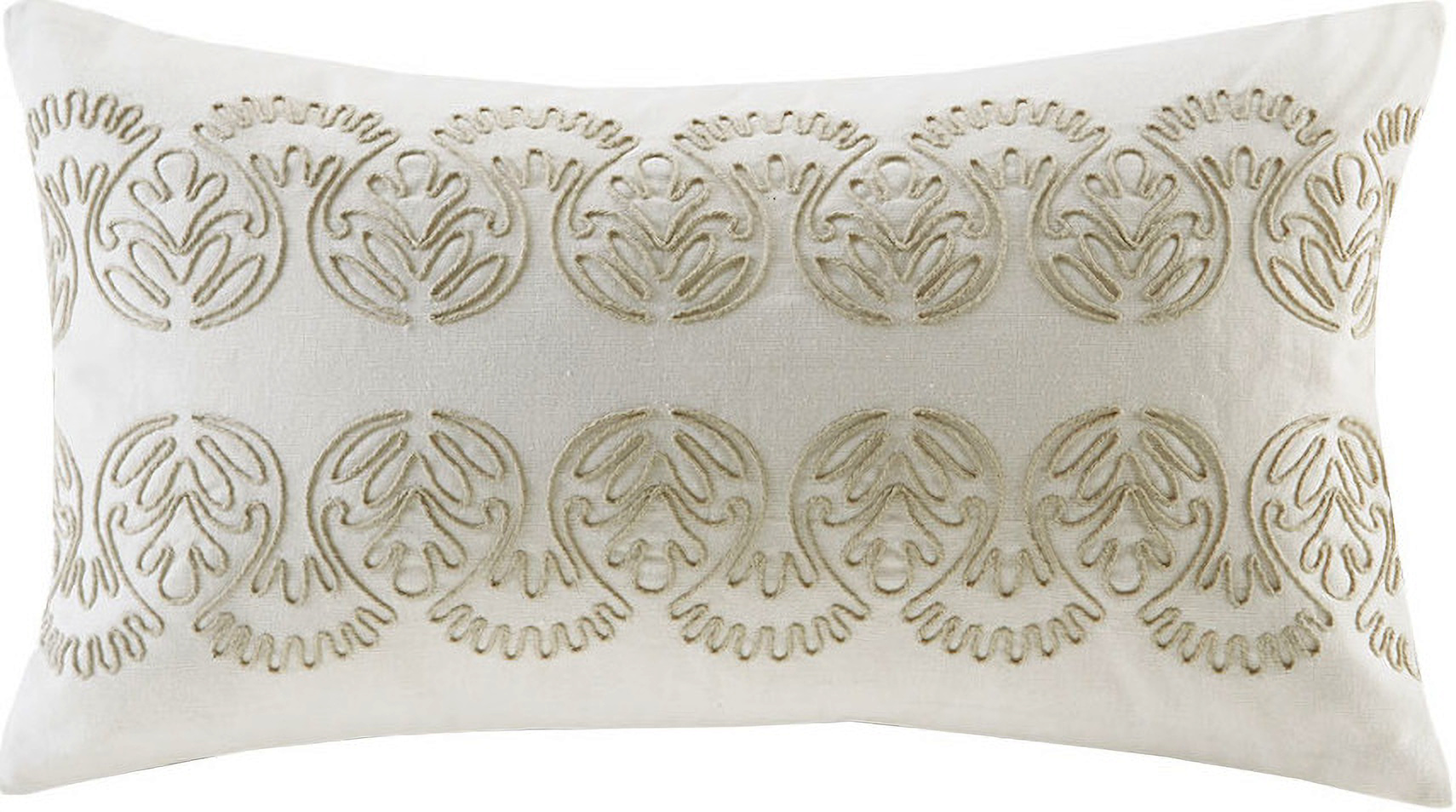 Suzanna Cotton Oblong Pillow With Embroidery In White by Olliix ...
