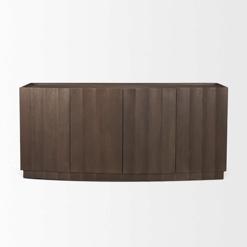 Swanson Wooden Scalloped Sideboard In Brown by Mercana | 1StopBedrooms