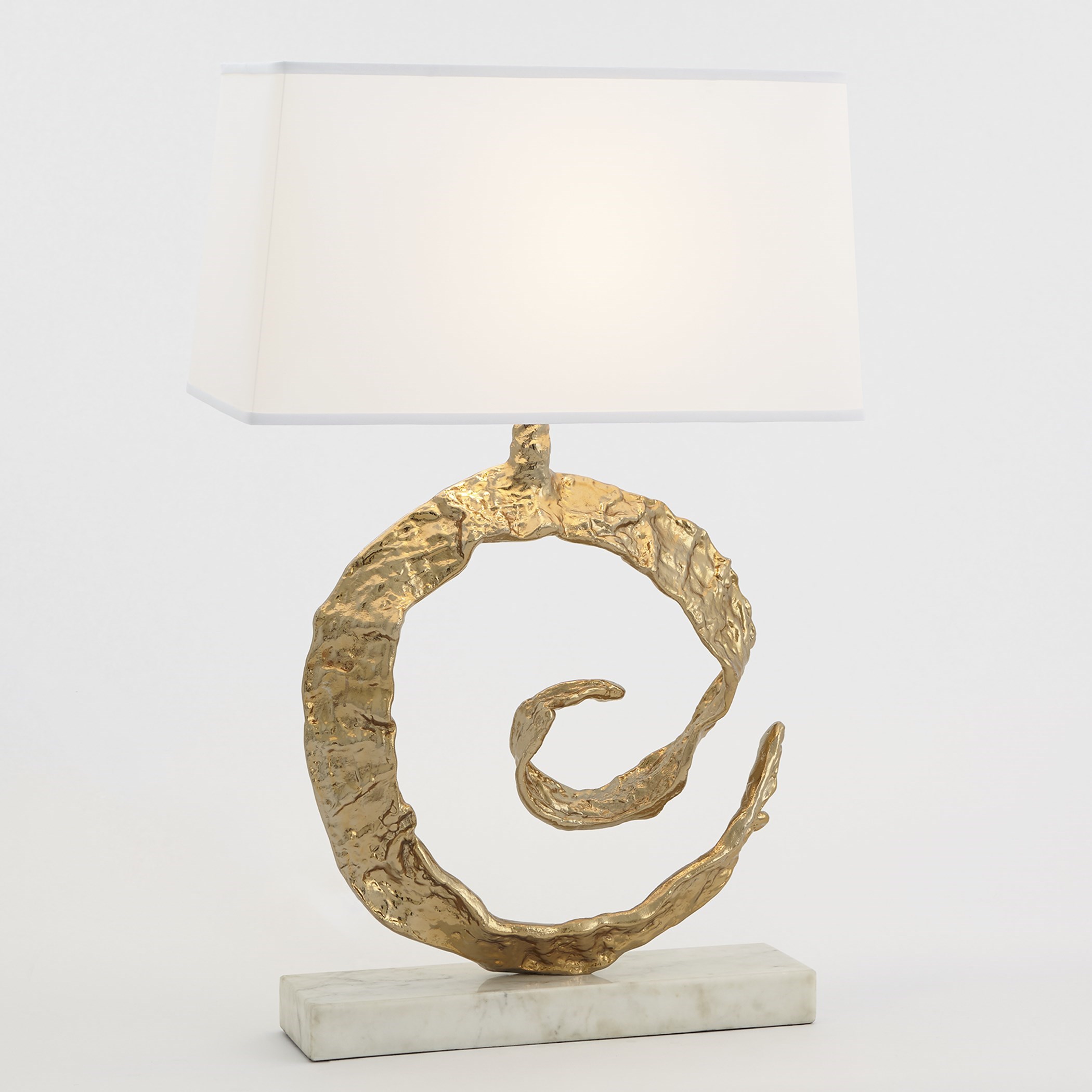 Swirl Lamp In Brass With White Marble by Global Views | 1StopBedrooms