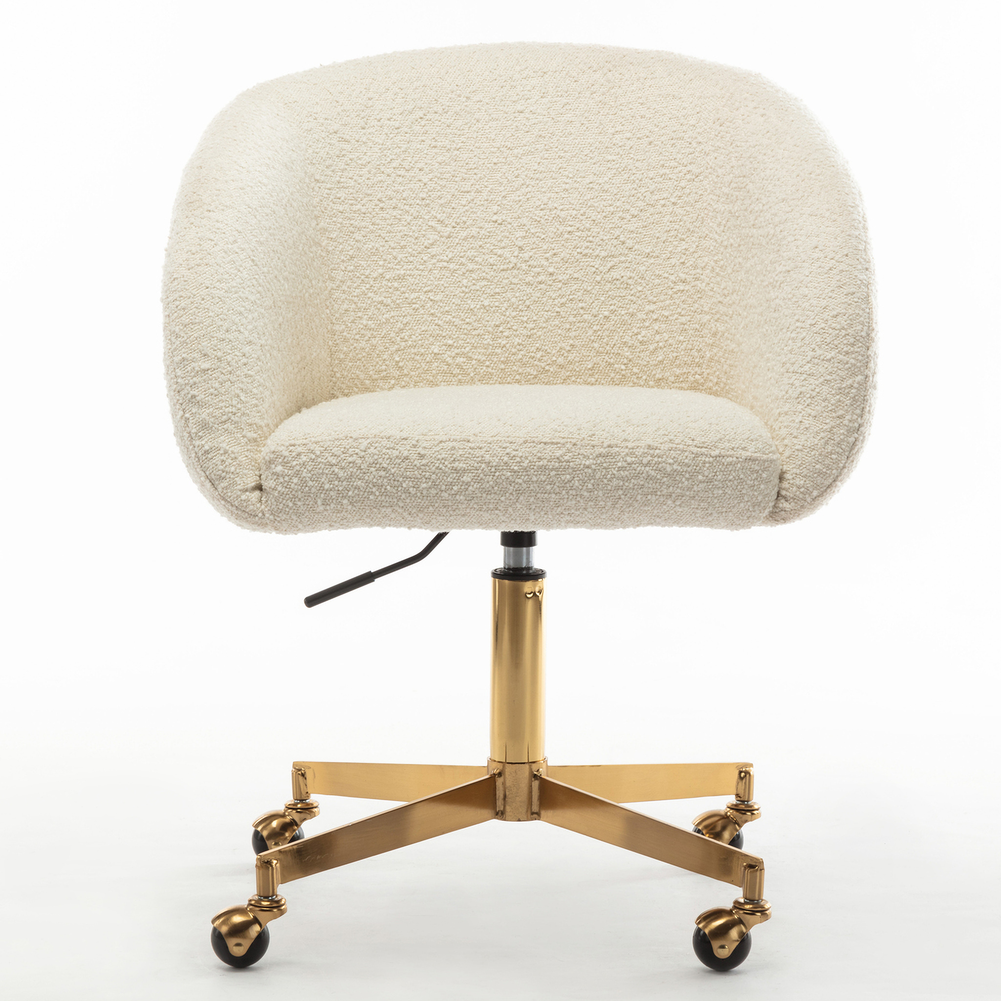 Sylvan Boucle Swivel Rolling Task Chair In White and Gold by Aeon ...