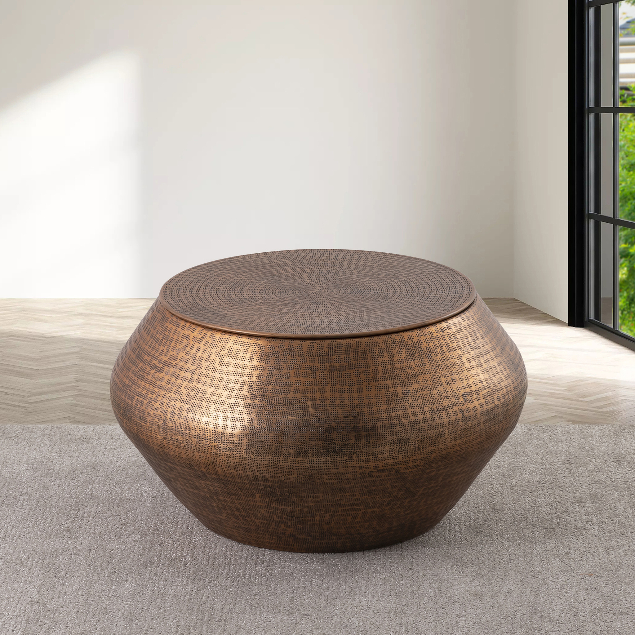 Albany Living T5203 Drum Coffee Table with Storage Copper
