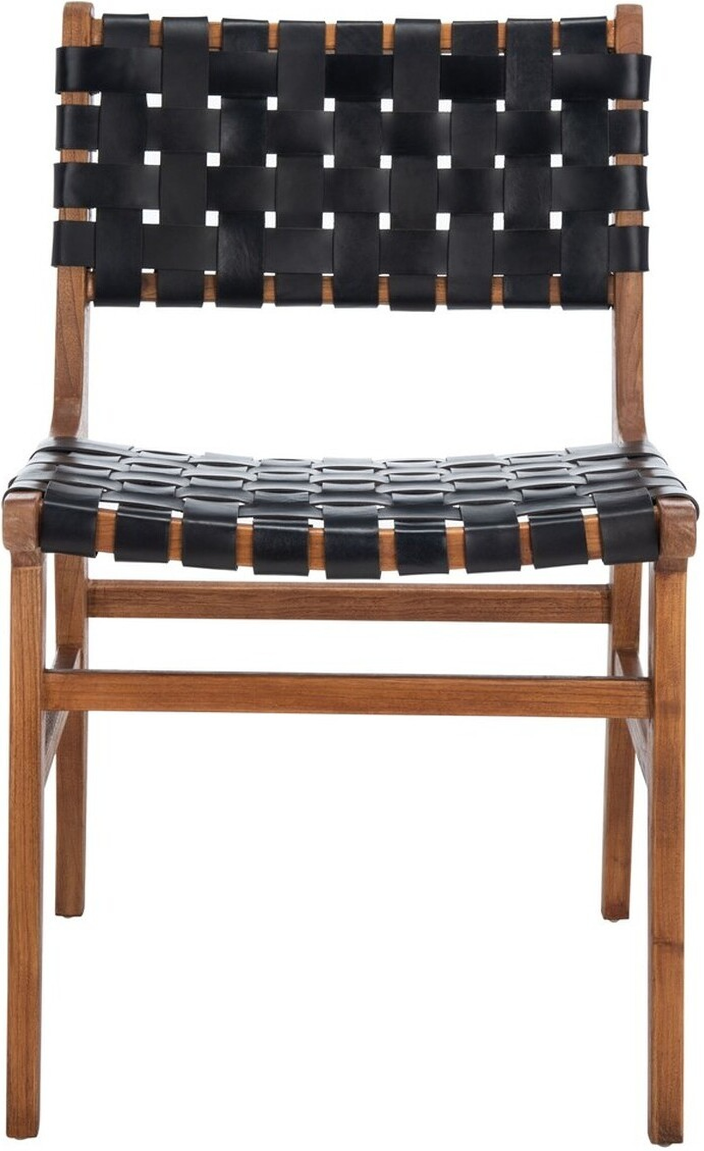 Taika Black and Natural Woven Leather Dining Chair Set of 2 by Safavieh ...