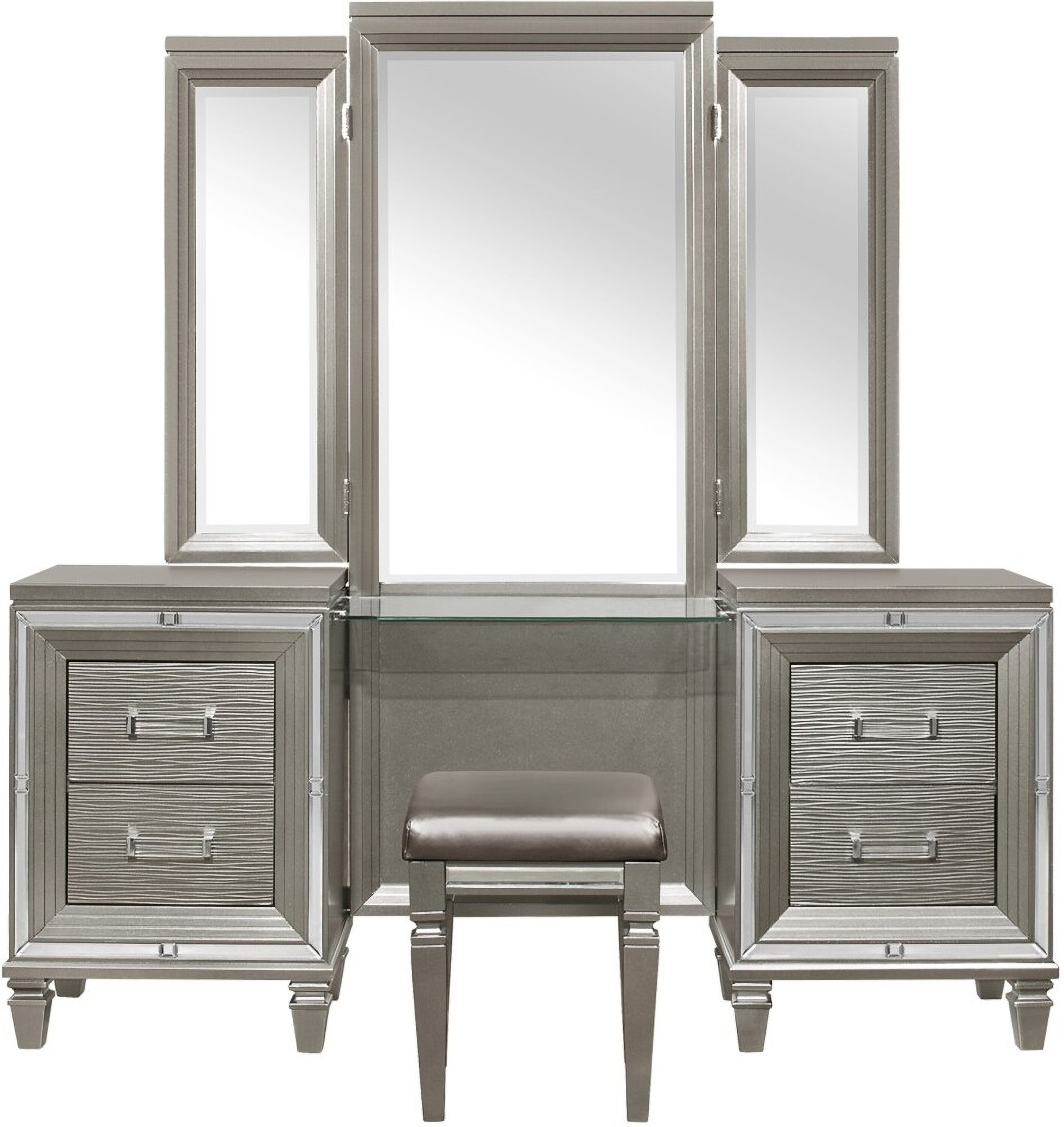 Tamsin Silver Gray Metallic Vanity by Homelegance | 1StopBedrooms