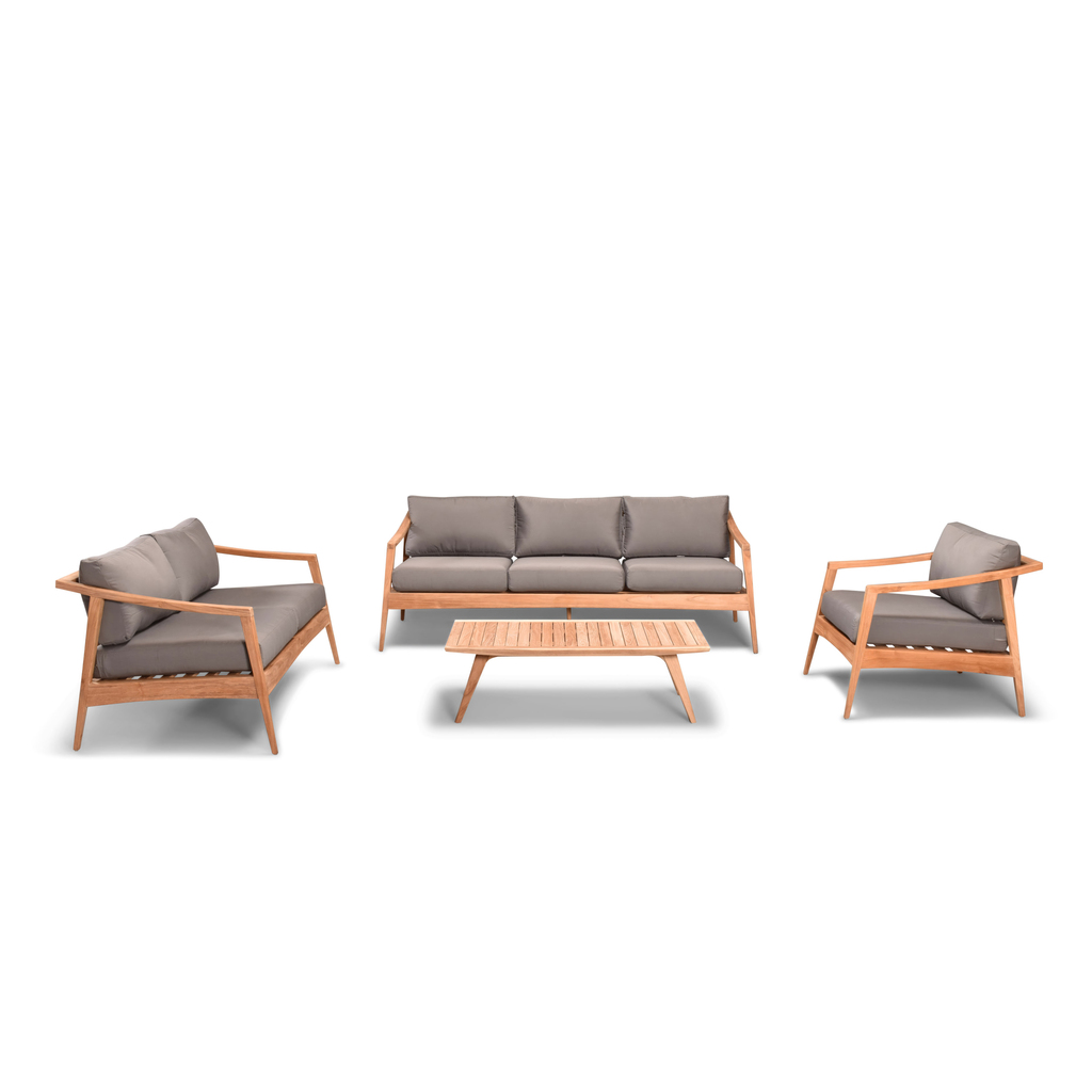 Tango 4 Piece Sofa Loveseat Set In Canvas Charcoal and Teak by Harmonia ...