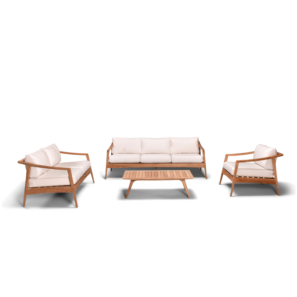 Tango 4 Piece Sofa Loveseat Set In Canvas Natural and Teak by Harmonia ...