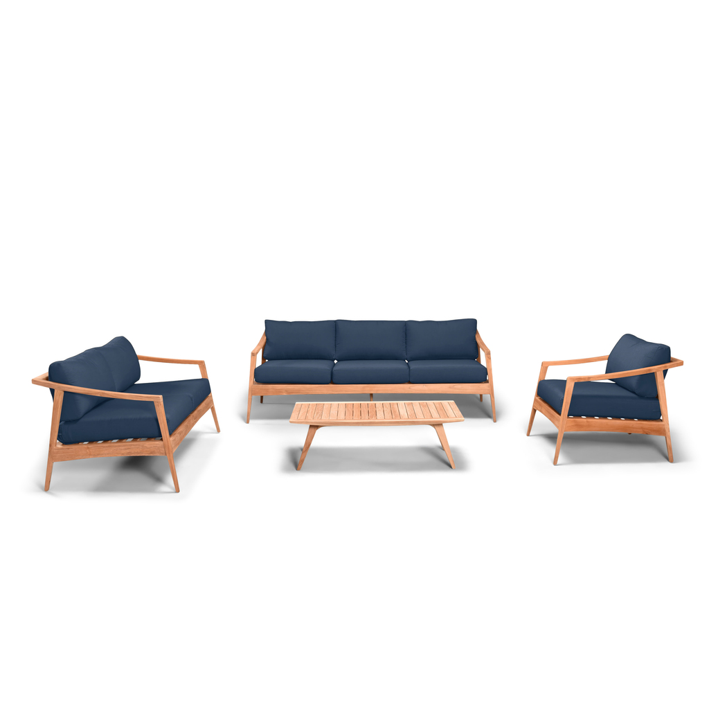 Tango 4 Piece Sofa Loveseat Set In Spectrum Indigo and Teak by Harmonia ...