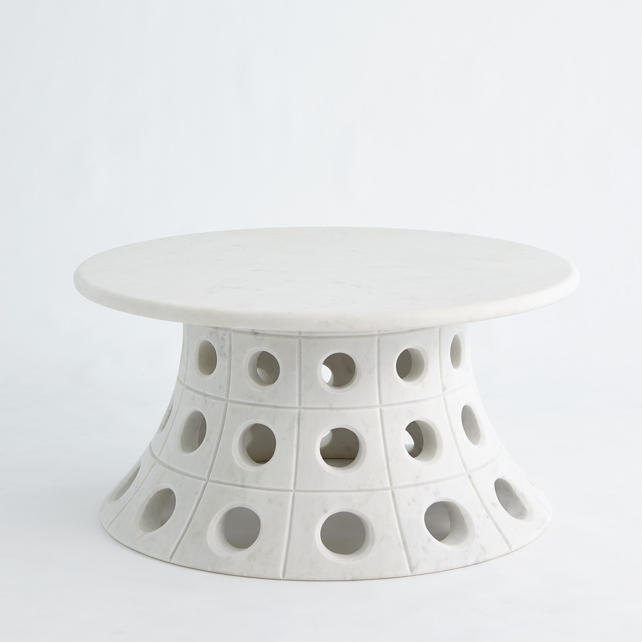 Taper Circle Cocktail Table In White by Global Views | 1StopBedrooms