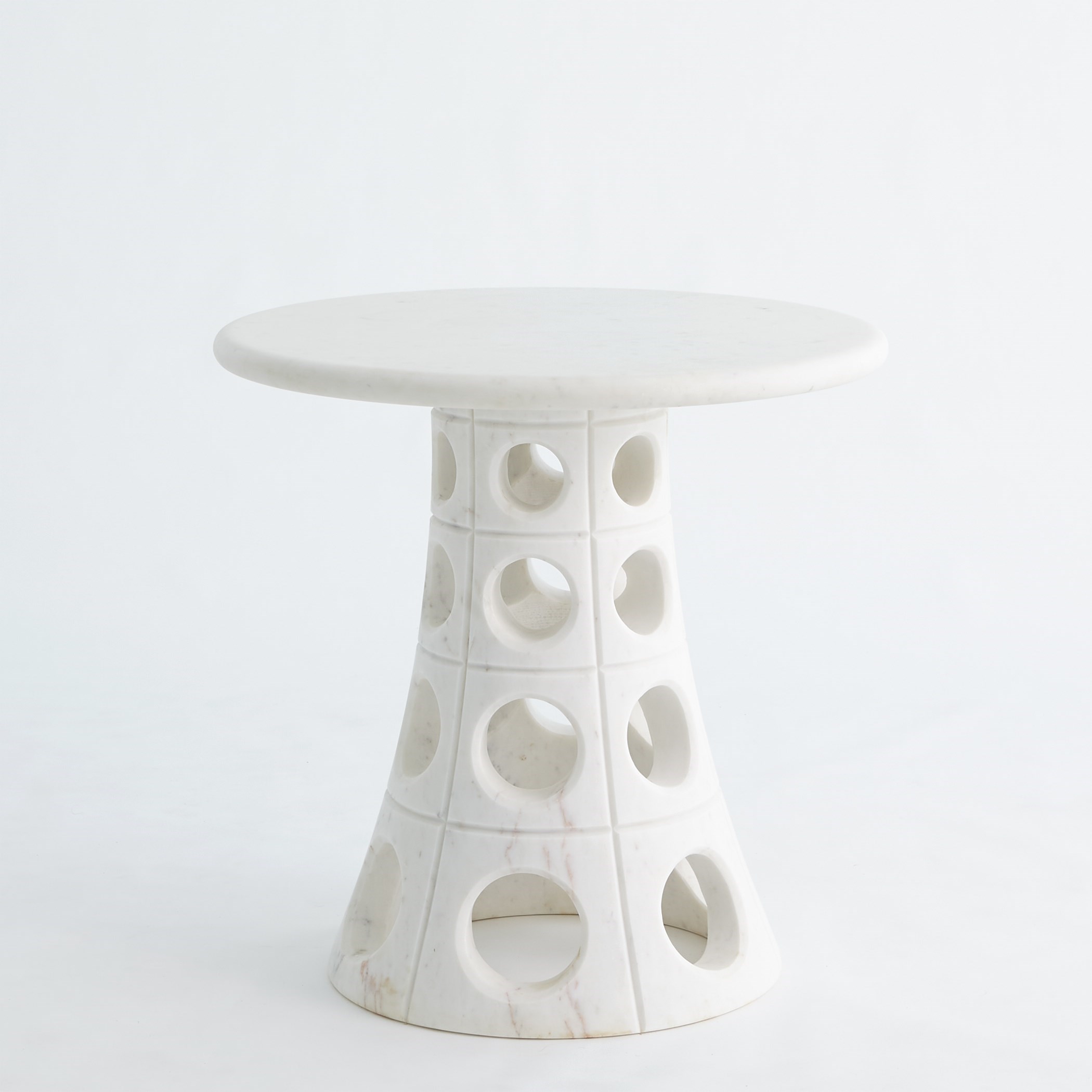 Taper Circle Side Table In White by Global Views | 1StopBedrooms