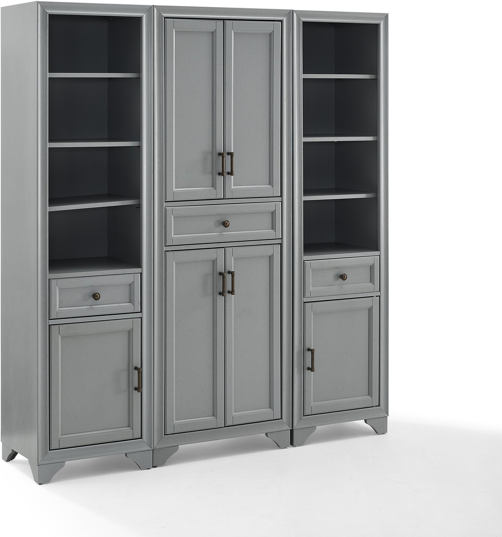 Tara 3-Piece Kitchen Storage Pantry Set In Distressed Gray by Crosley ...