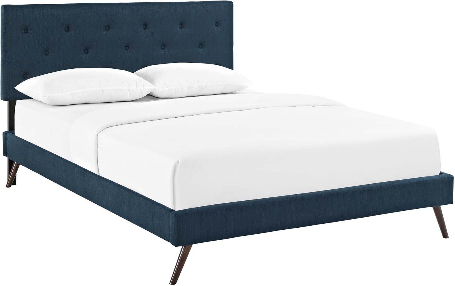 Tarah Azure King Fabric Platform Bed with Round Splayed Legs MOD-5981 ...