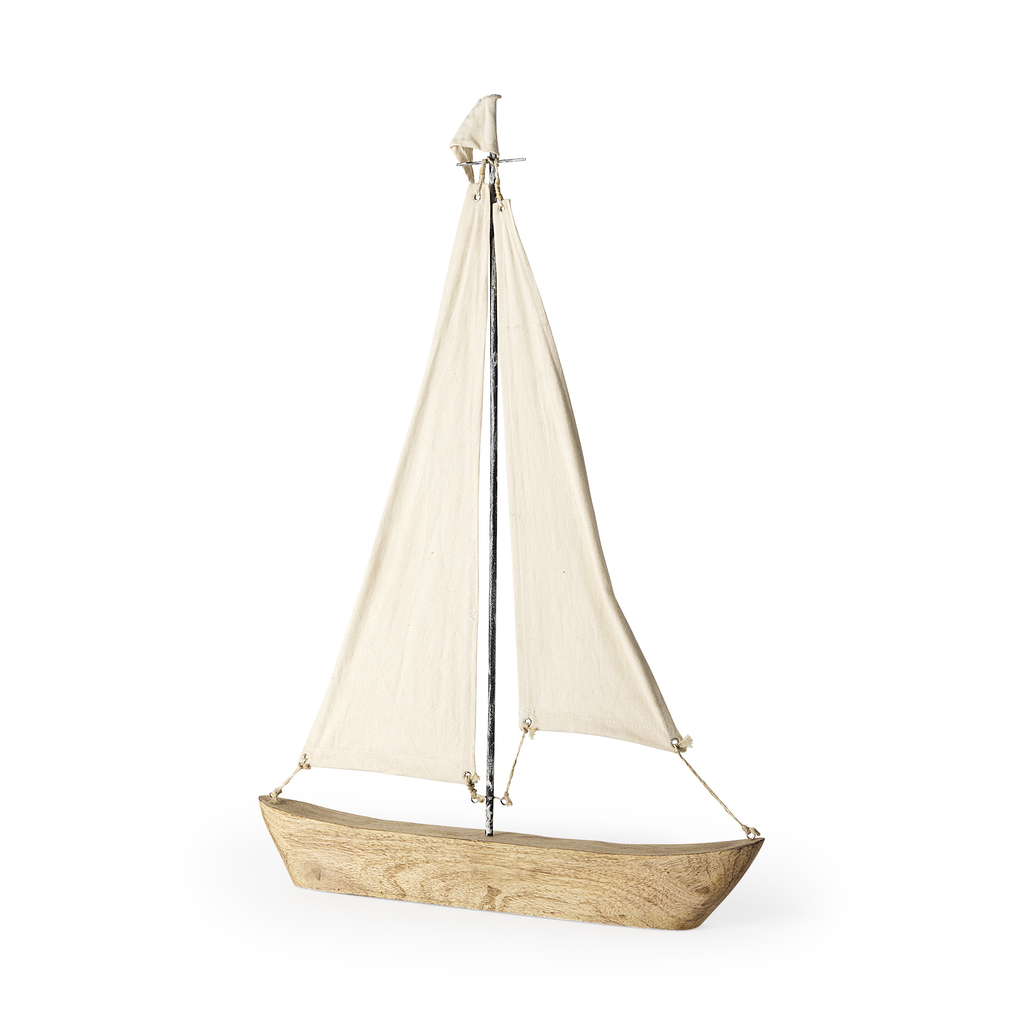 Tartane Large Nautical Inspired Sailboat Brown and Cream by Mercana ...