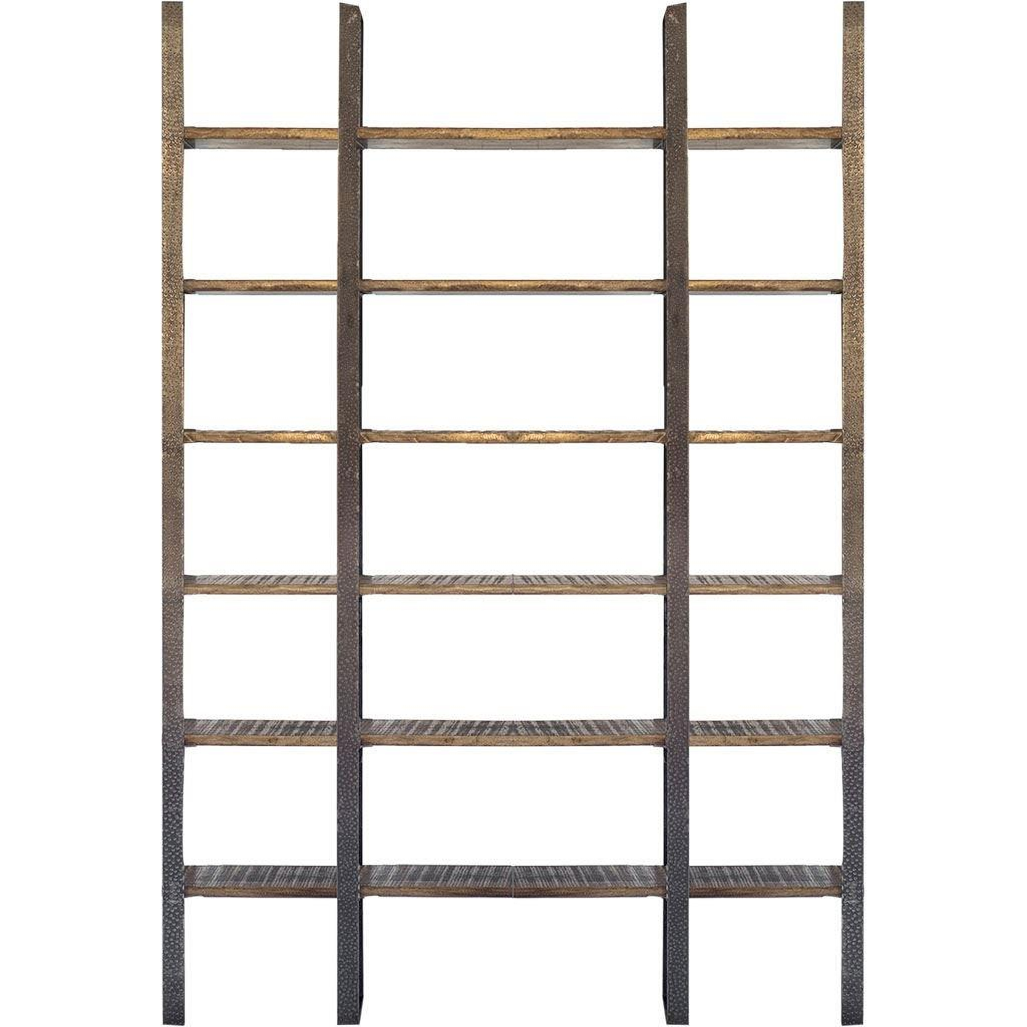 Taunton I Brown Wood And Black Iron Six Shelving Unit by Mercana ...