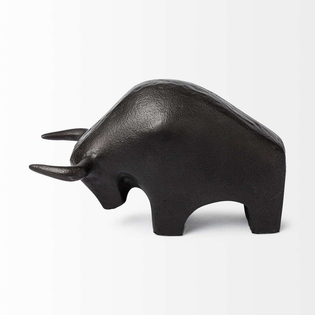 Tauro II Cast Aluminum Raging Bull In Black by Mercana | 1StopBedrooms