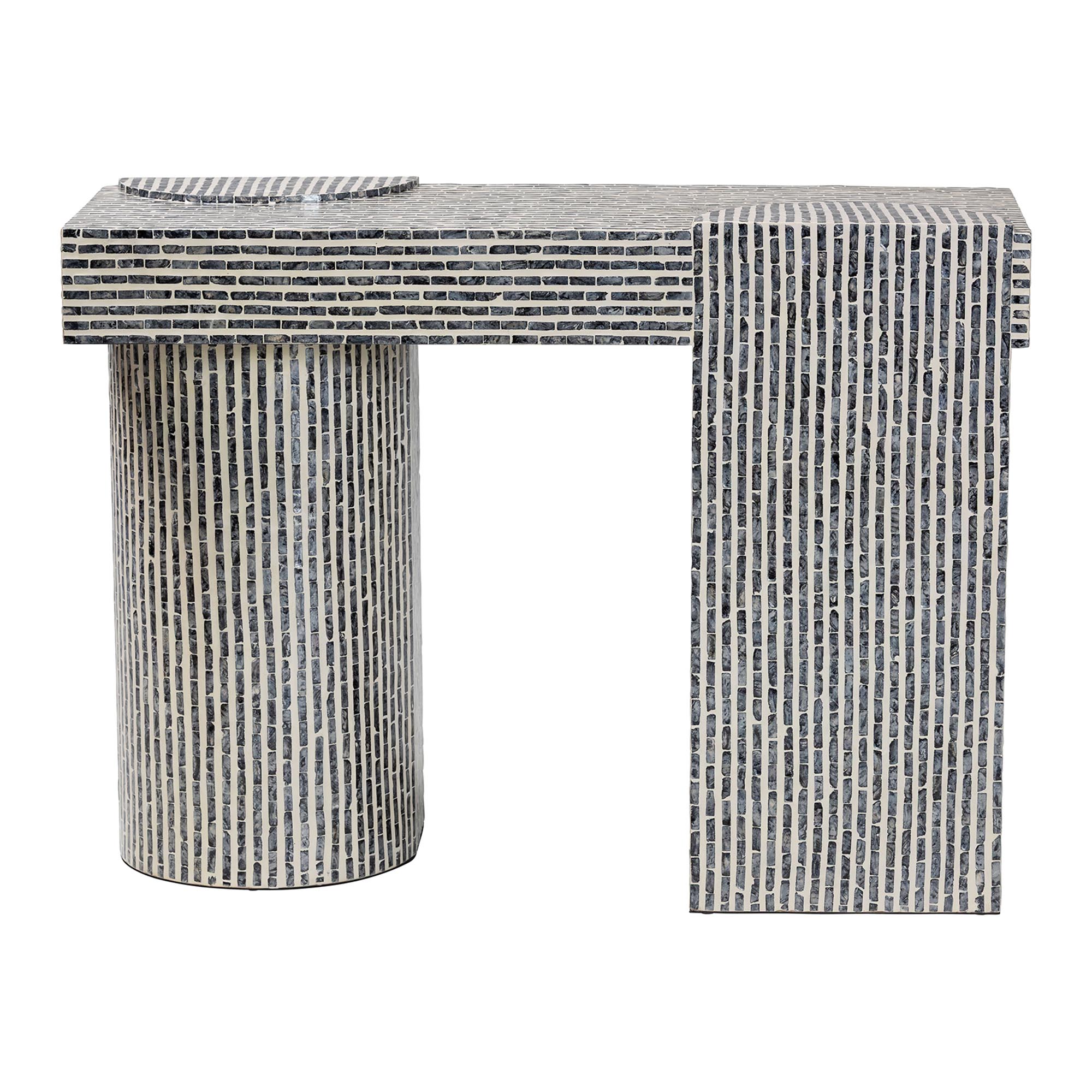 Tawana Capiz Shell Console Table with Geometric Pattern In Black and ...