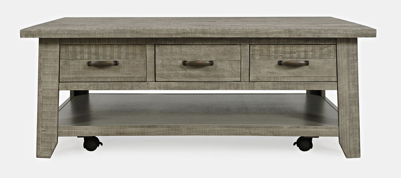 Telluride 50 Inch Coffee Table with Caster Wheels and Pull Through ...