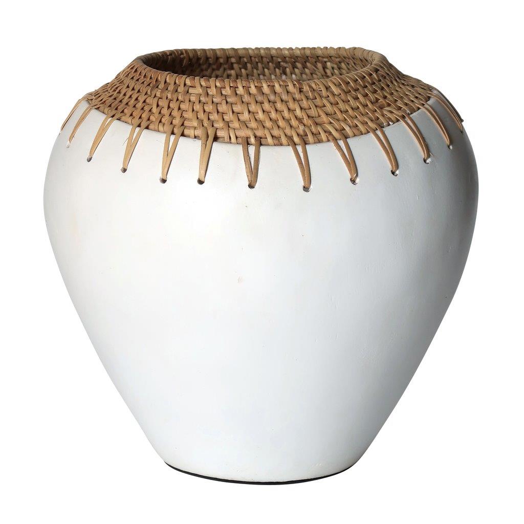 Terracotta 12 Inch Vase In White And Brown by Sagebrook | 1StopBedrooms