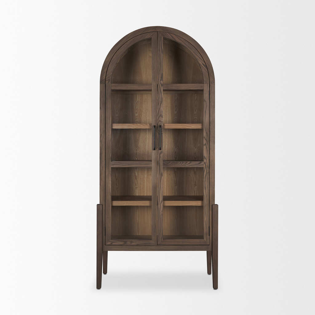 Teva Two Toned Dark with Light Wood Arched Curio Cabinet In Medium ...