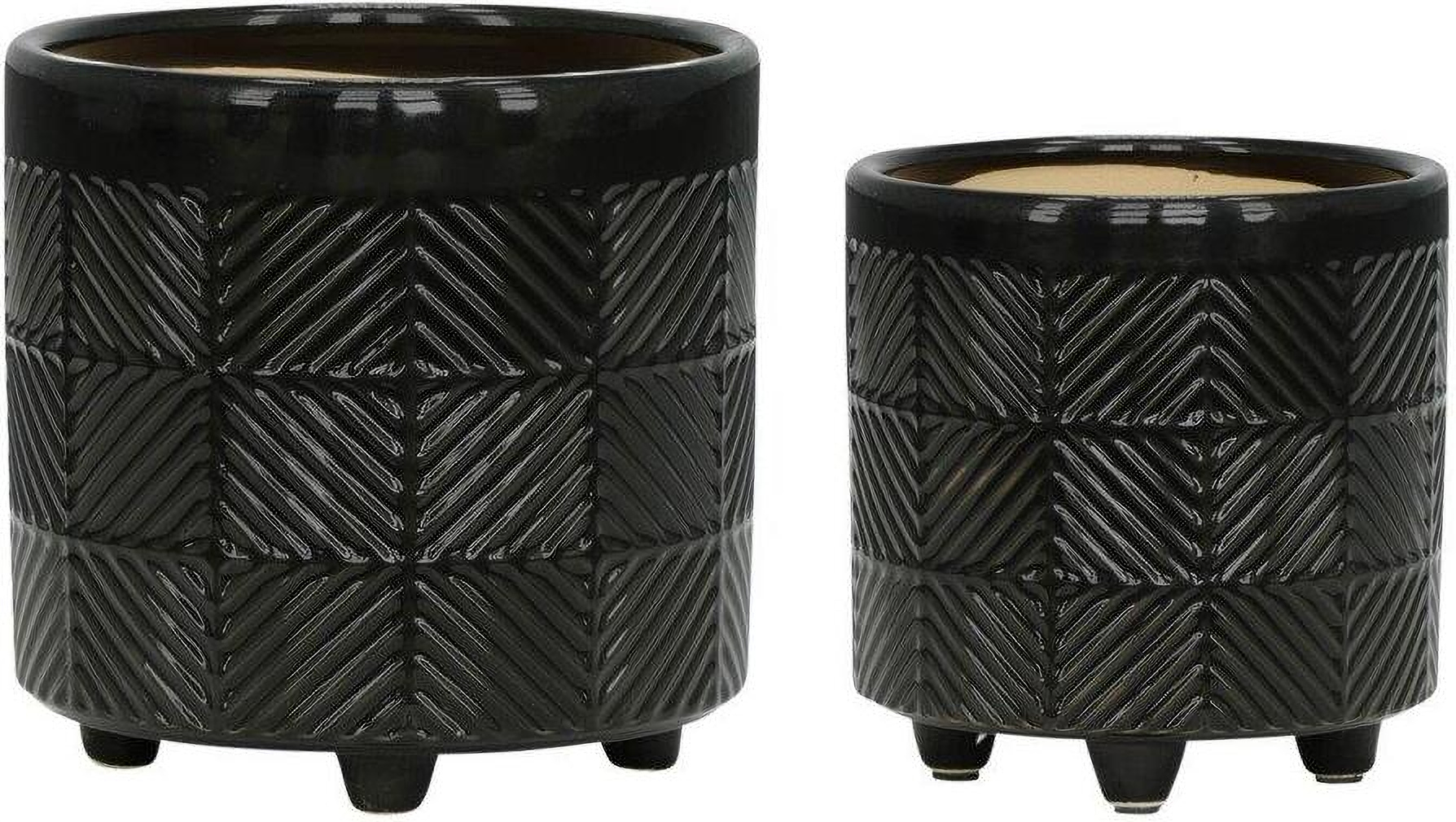 Textured Planters Set of 2 In Shiny Black by Sagebrook Home | 1StopBedrooms