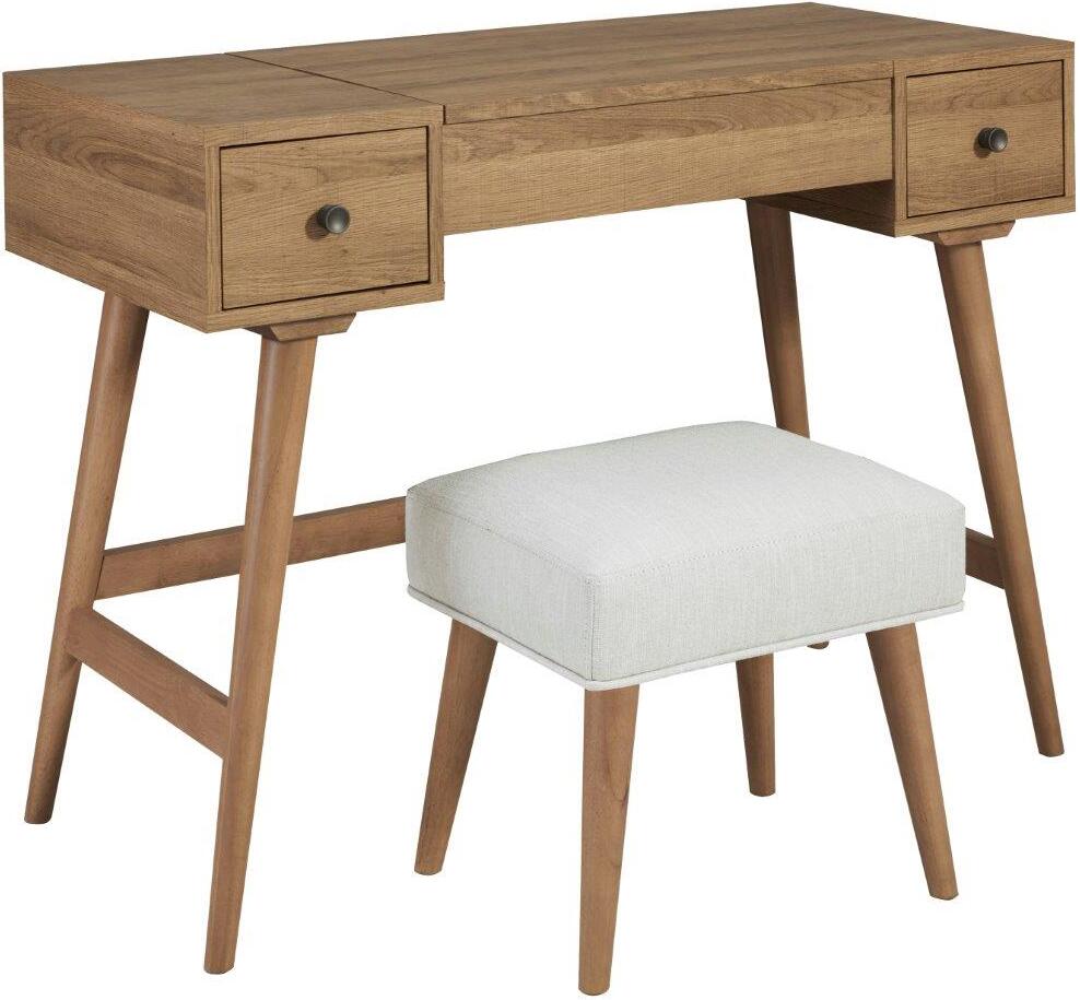 Thadamere Light Brown Vanity with Stool by Ashley Furniture | 1StopBedrooms