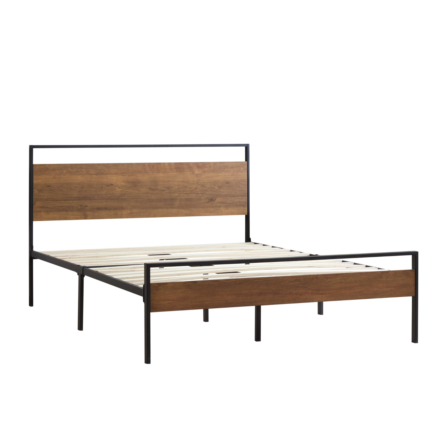 Thompson Metal and Wood Queen Platform Bed In Natural by Malouf ...