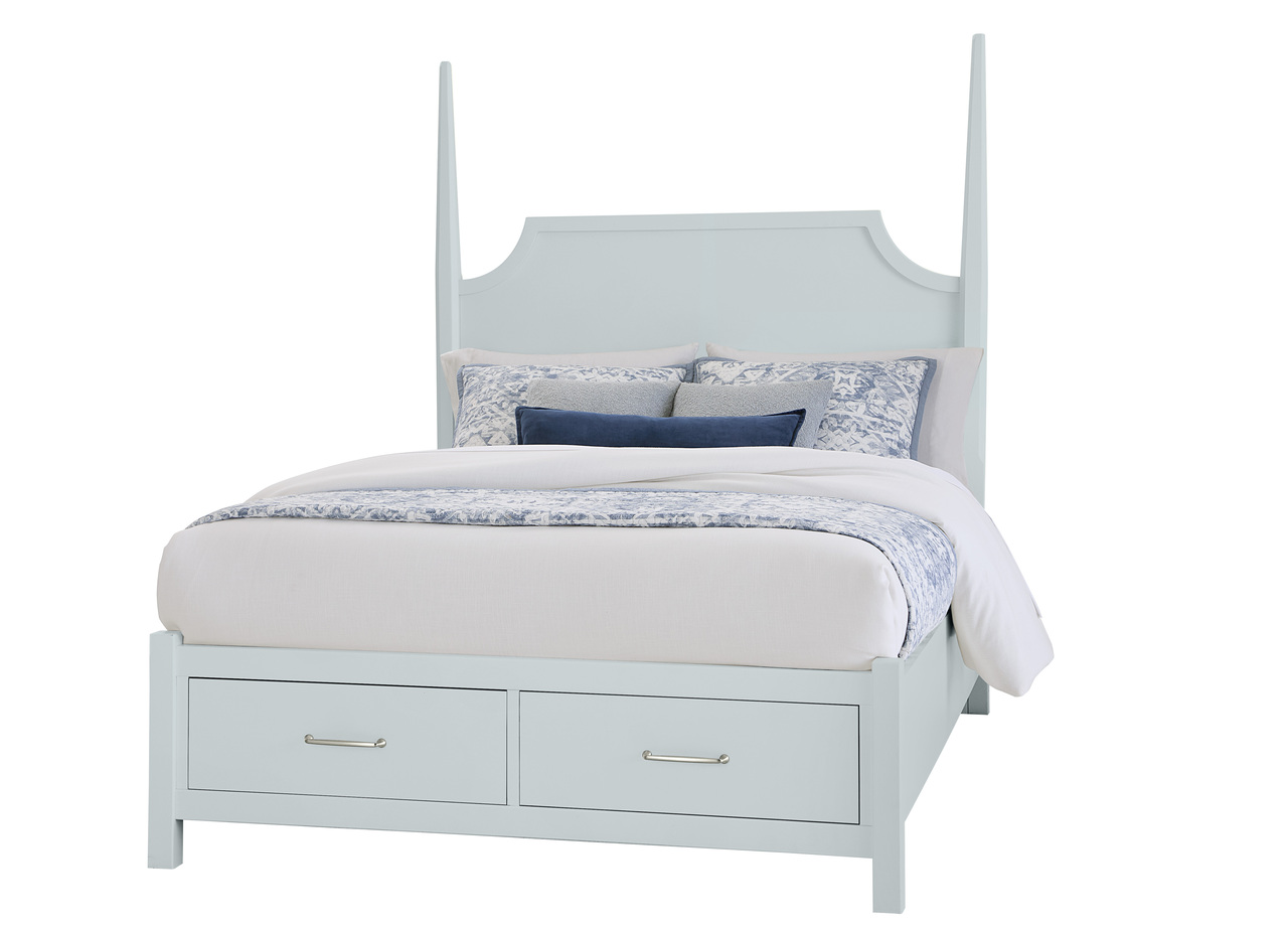 Tide and Timber King Pencil Poster Bed With Footboard Storage In Blue ...