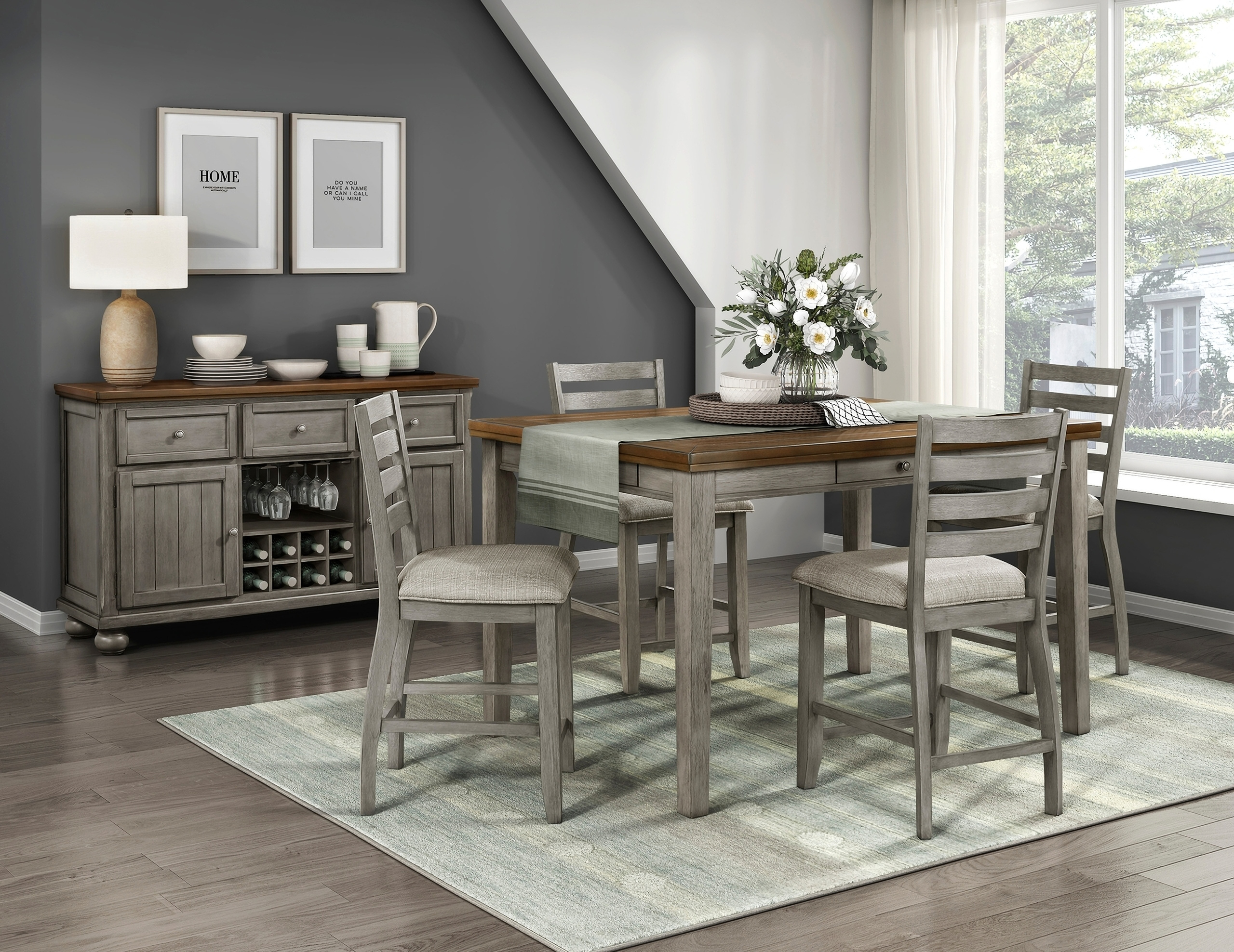 Tigard Counter and Bar Height Dining Room Set In Brown and Gray by ...