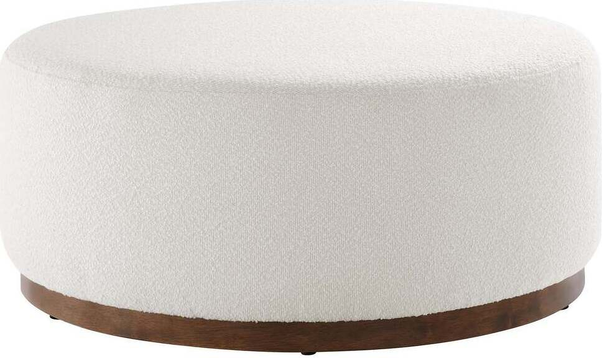 Tilden 38 Inch Boucle Upholstered Large Round Ottoman In White by ...