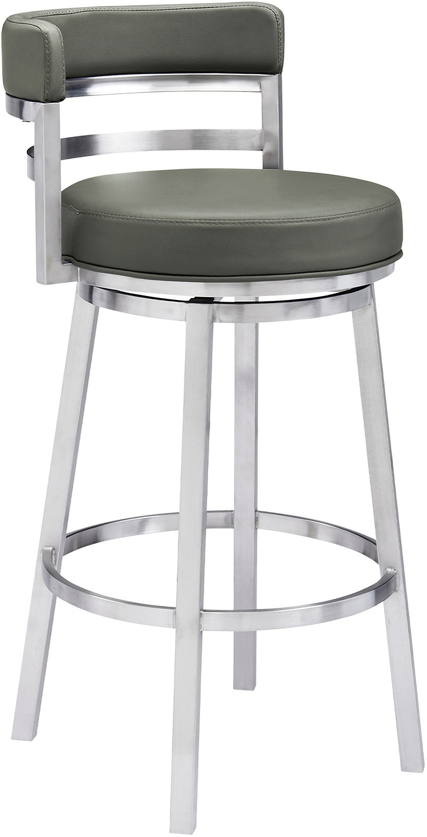 Titana 26 Inch Counter Height Swivel Bar Stool In Gray Faux Leather and ...
