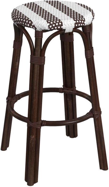 Tobias 30 Inch Coffee Round Rattan Bar Stool by Butler Specialty ...