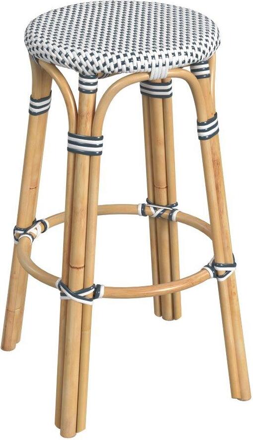 Tobias 30 Inch Cottage White Round Rattan Bar Stool by Butler Specialty ...