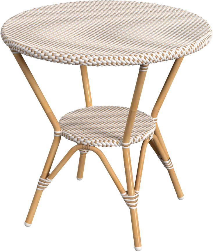 Tobias Outdoor Rattan Round Bistro Table In Beige and White by Butler ...