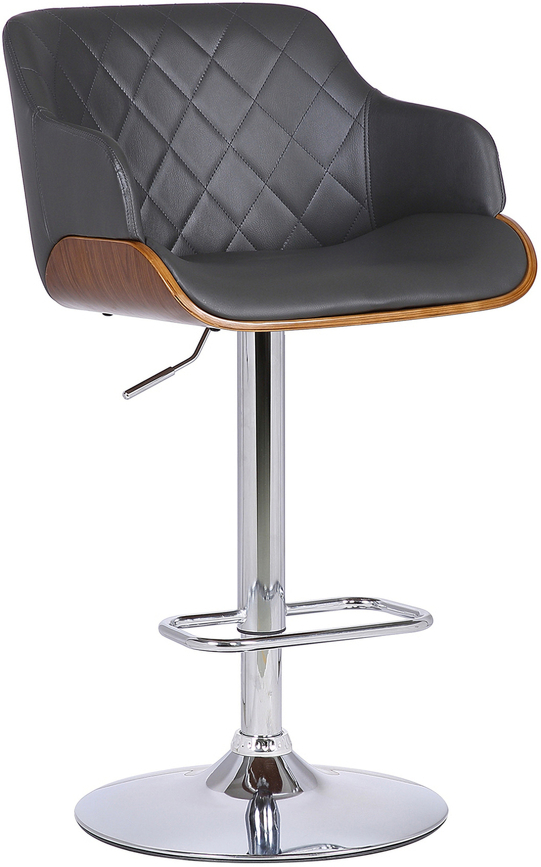 Toby Gray Faux Leather Adjustable Height Swivel Walnut Wood and Chrome ...