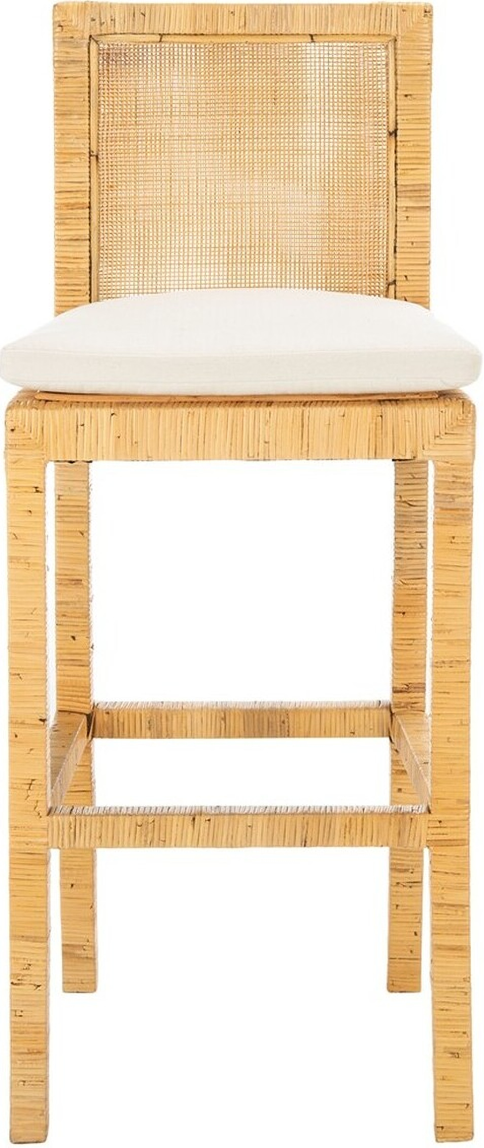 Tojo Cane Bar Stool with Cushion in Natural and White by Safavieh ...