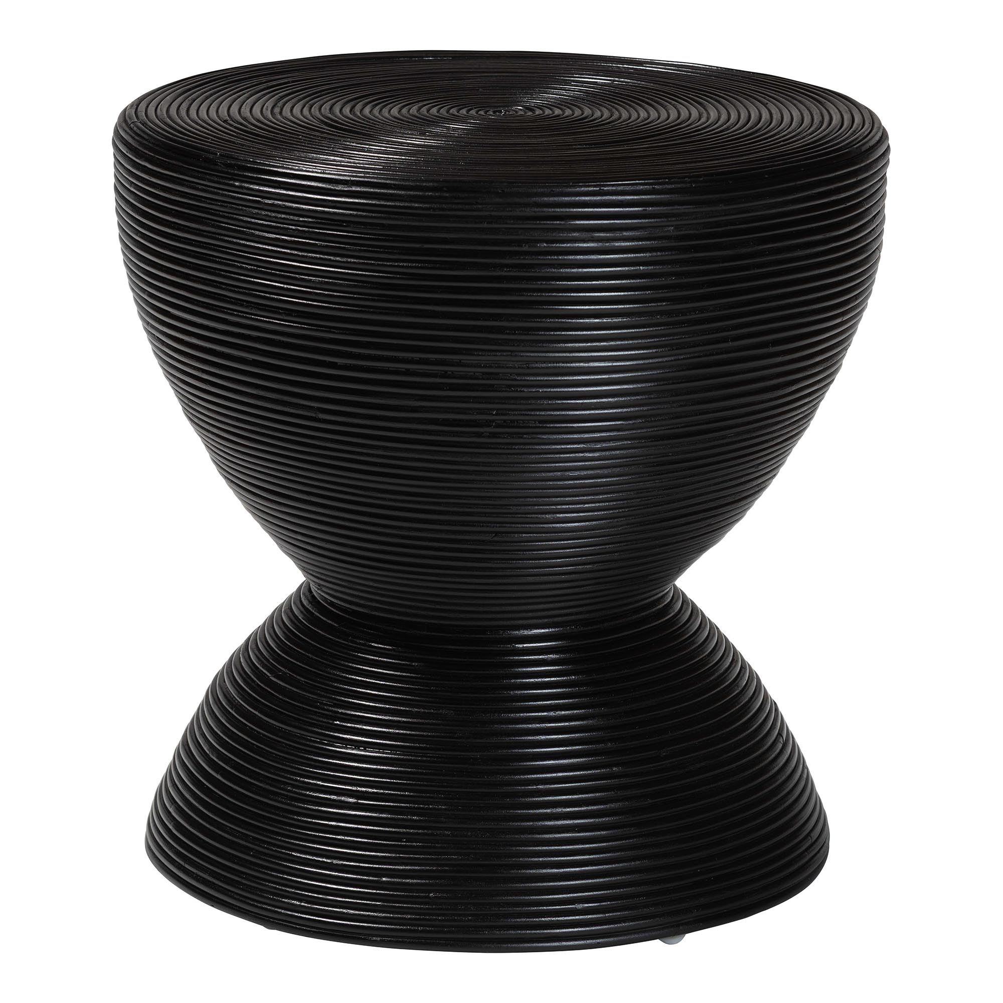 Tokyo Laminated Natural Rattan Side Table In Black by Baxton Studio ...