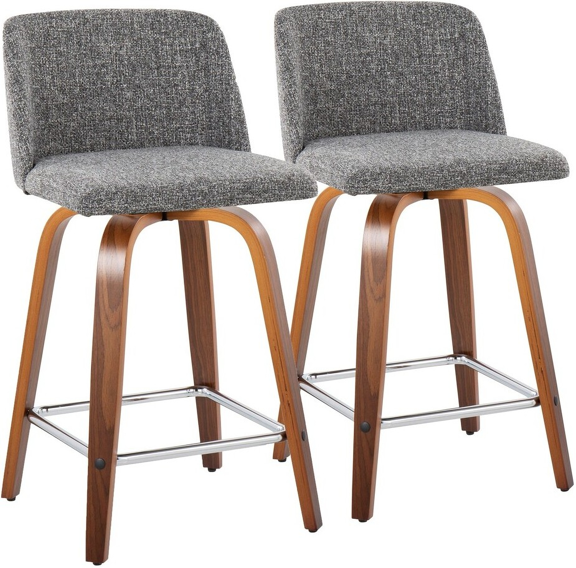 Toriano 24 Inch Fixed Height Counter Stool Set of 2 In Grey Noise/Light ...