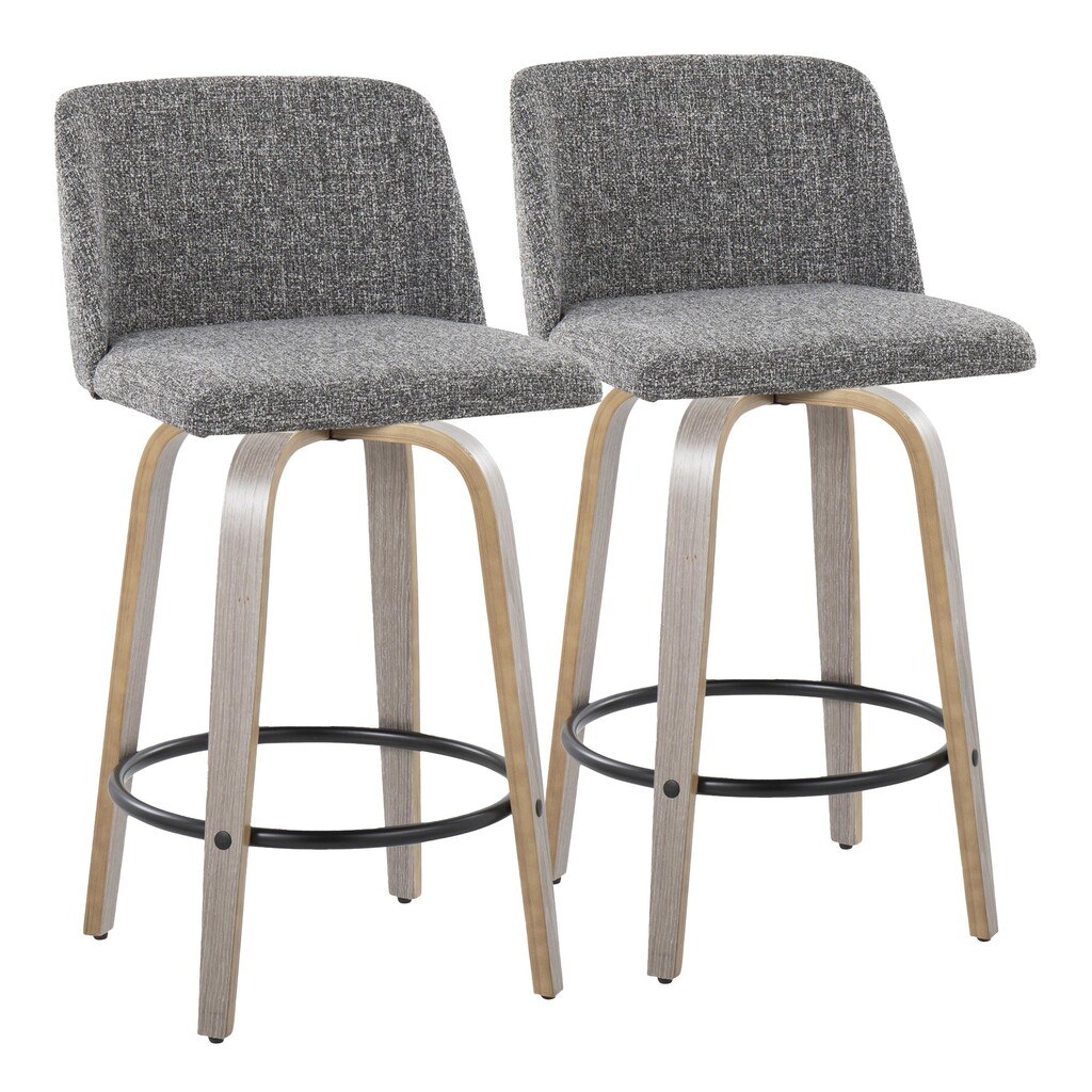 Toriano 26 Inch Fixed Height Counter Stool Set of 2 In Grey/Natural by ...