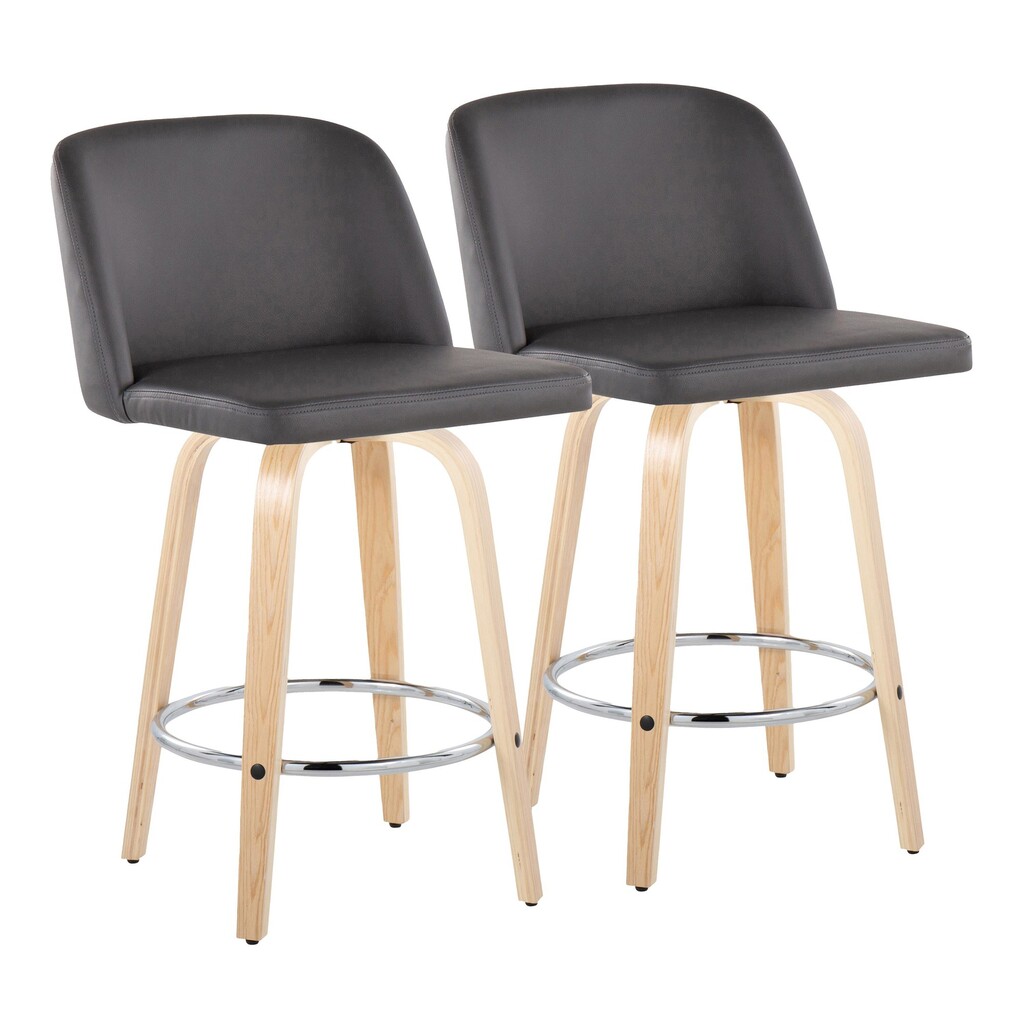 Toriano 26 Inch Fixed Height Counter Stool Set of 2 In Grey and Chrome ...