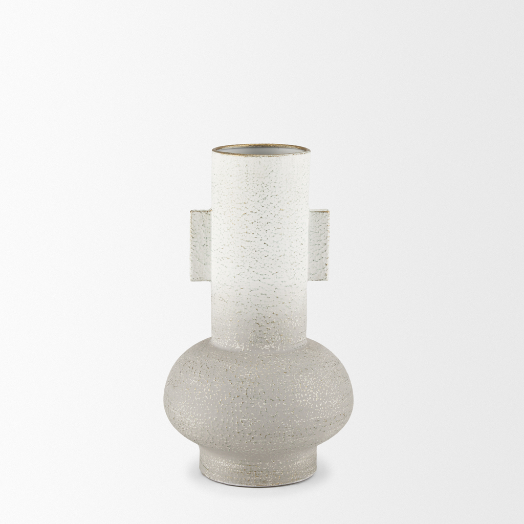 Torres Small Metal Vase In White by Mercana | 1StopBedrooms