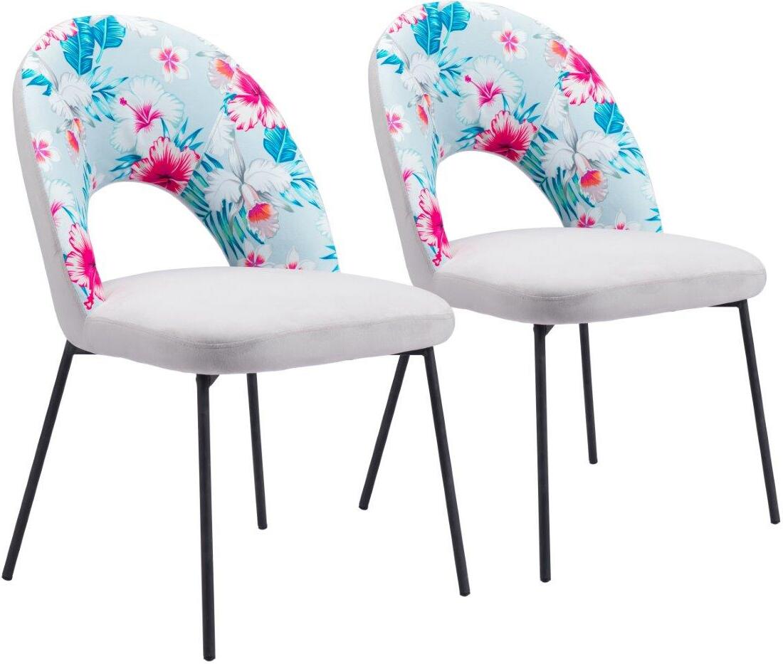 Torrey Dining Chair Set of 2 In Multicolor Print and Gray by Zuo Modern ...