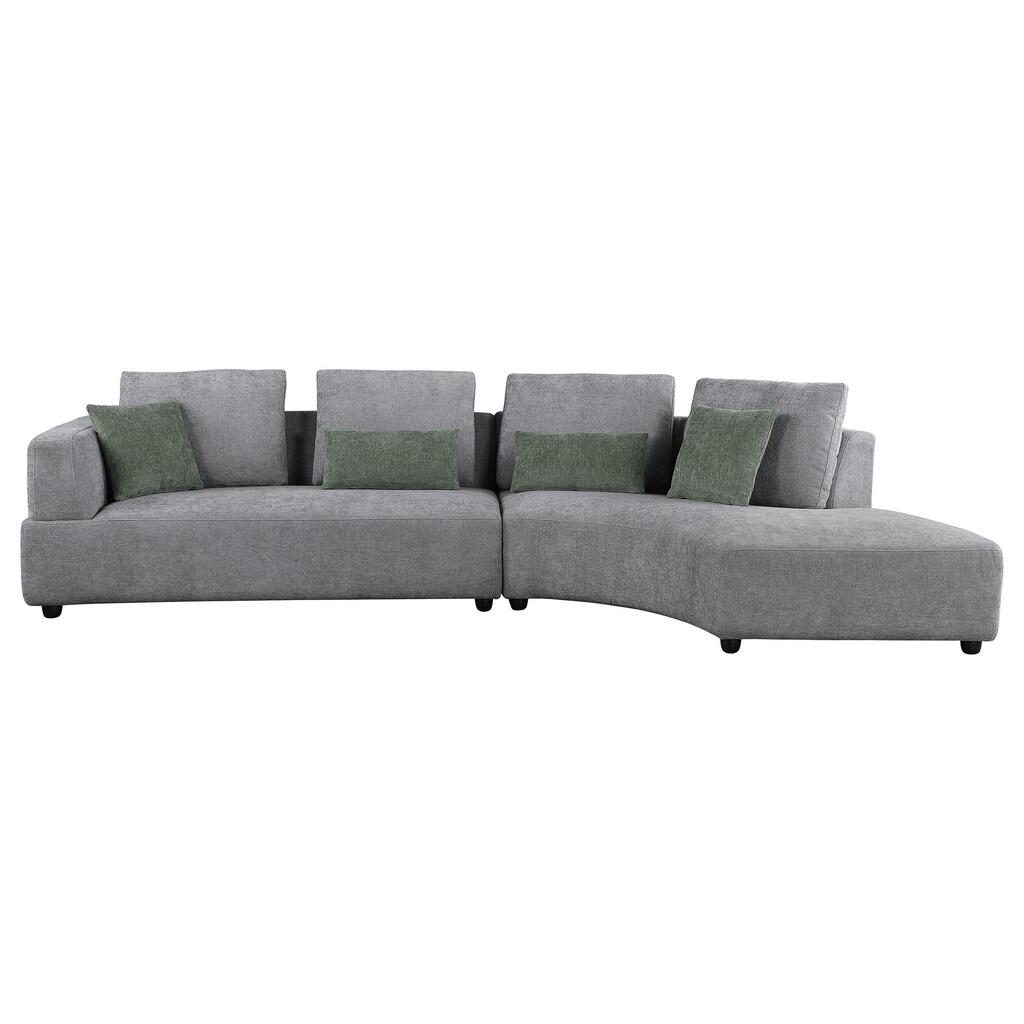 Toscano 134 Inch Upholstered Sectional Sofa In Grey by Coaster ...