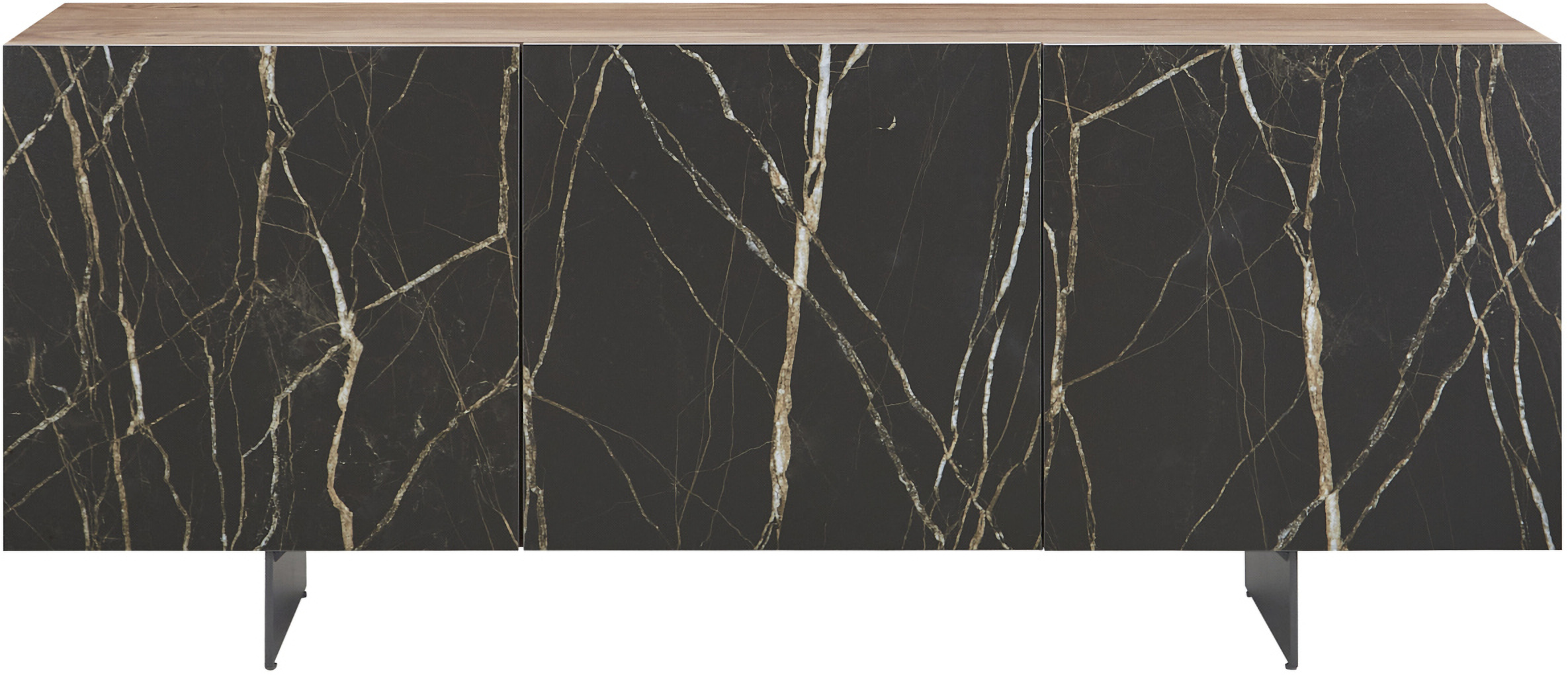 Totem Marbled Porcelain Buffet with Storage In Walnut and Black by ...