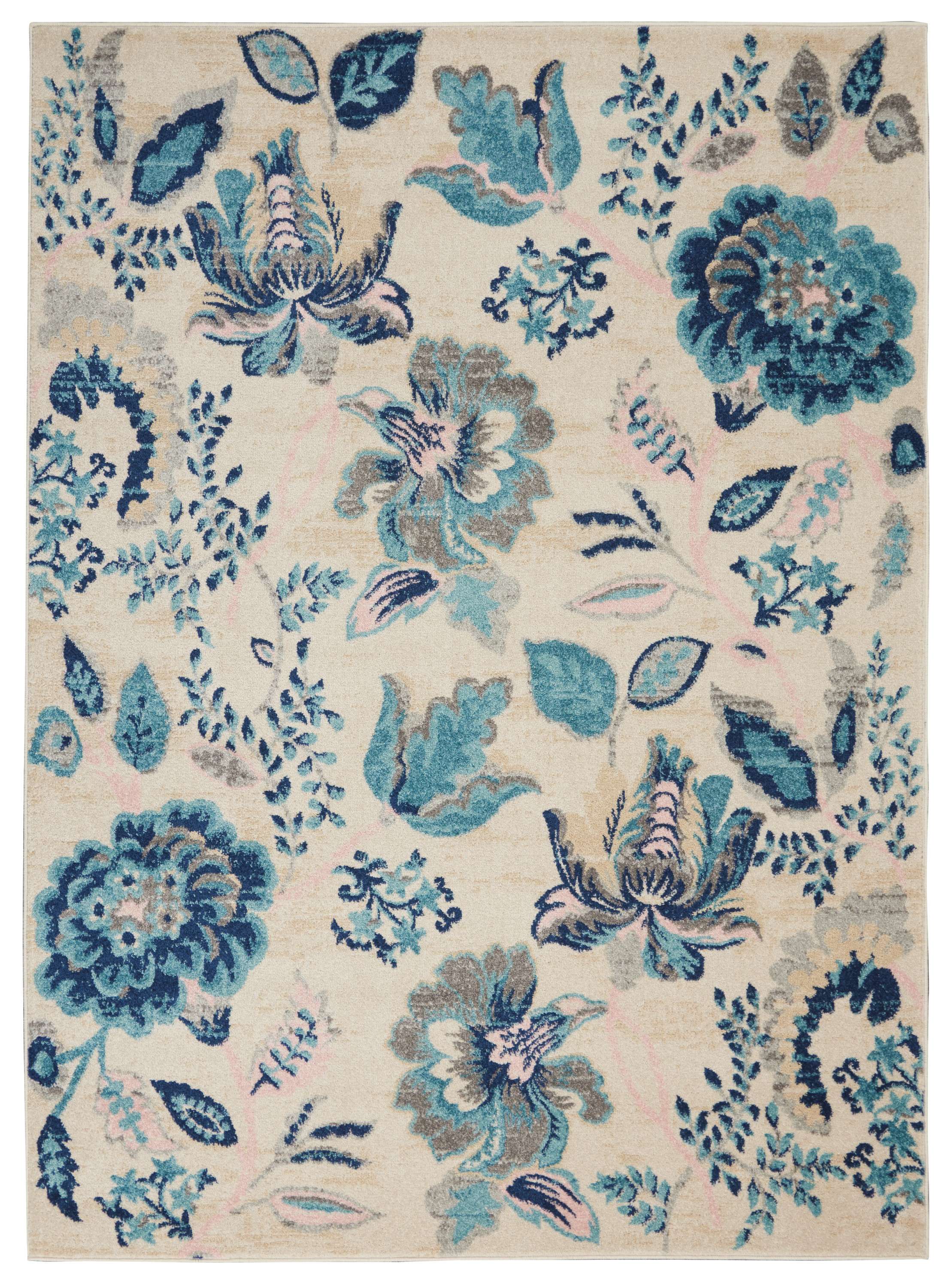 Tranquil Ivory and Light Blue 4' x 6' Area Rug by Nourison | 1StopBedrooms