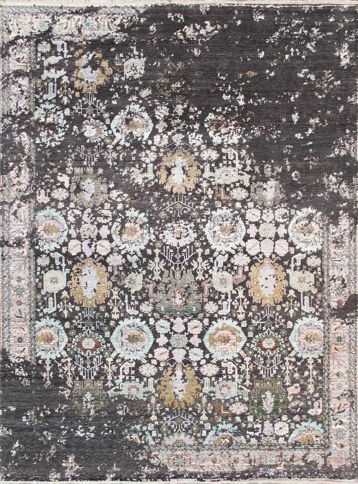 Transitional Collection Hand-Knotted Bsilk and Wool Area Rug- 9' x 12 ...