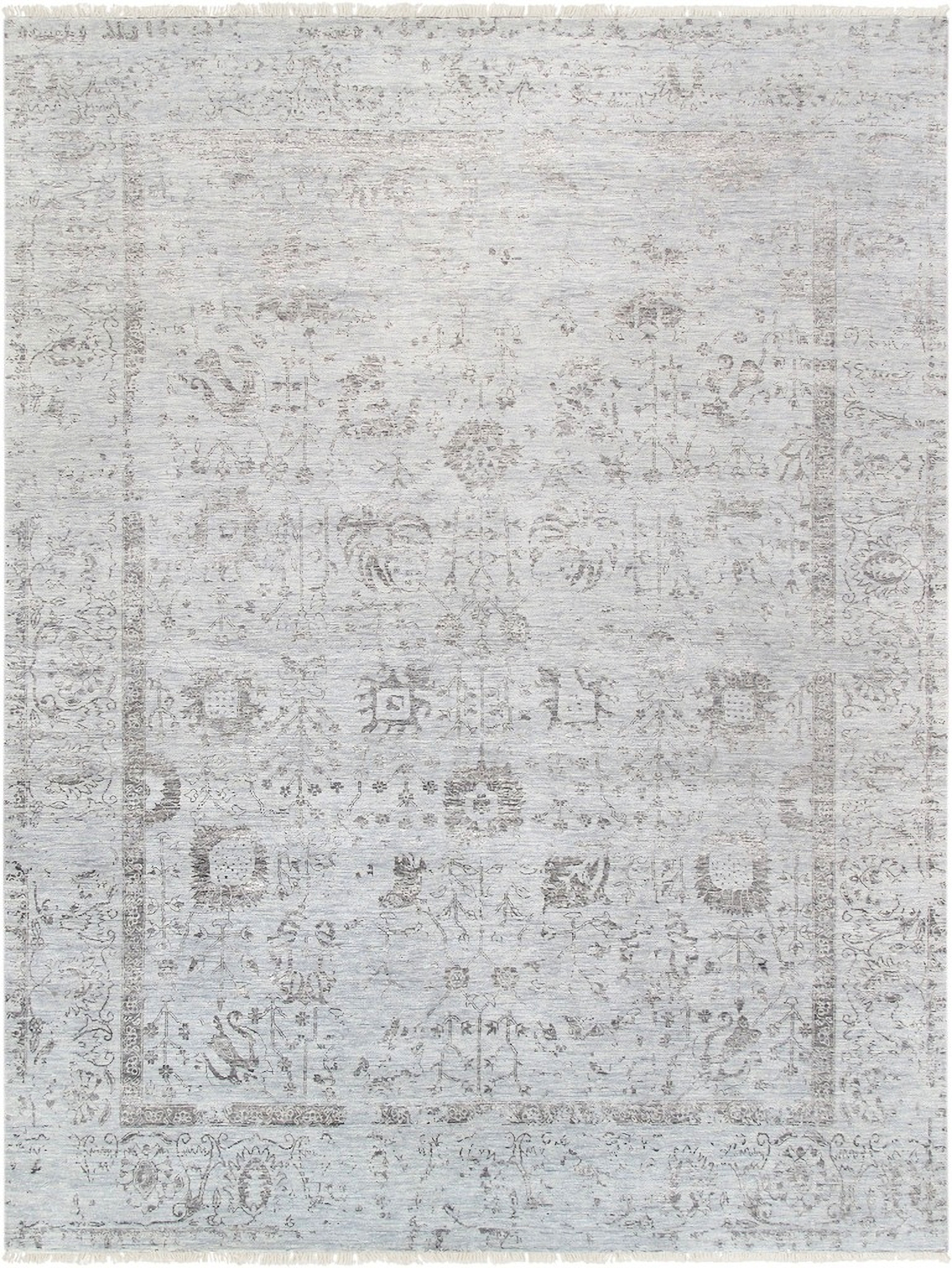 Transitional Collection Hand-Knotted Silk and Wool Area Rug- 9' x 12 ...
